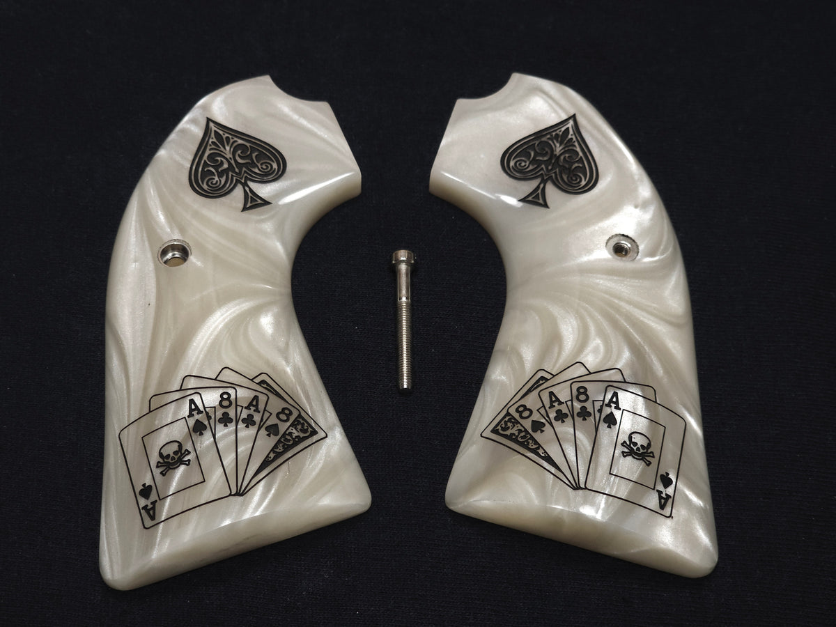 Pearl Dead Man's Hand Ruger Vaquero Bisley Grips — LS Grips
