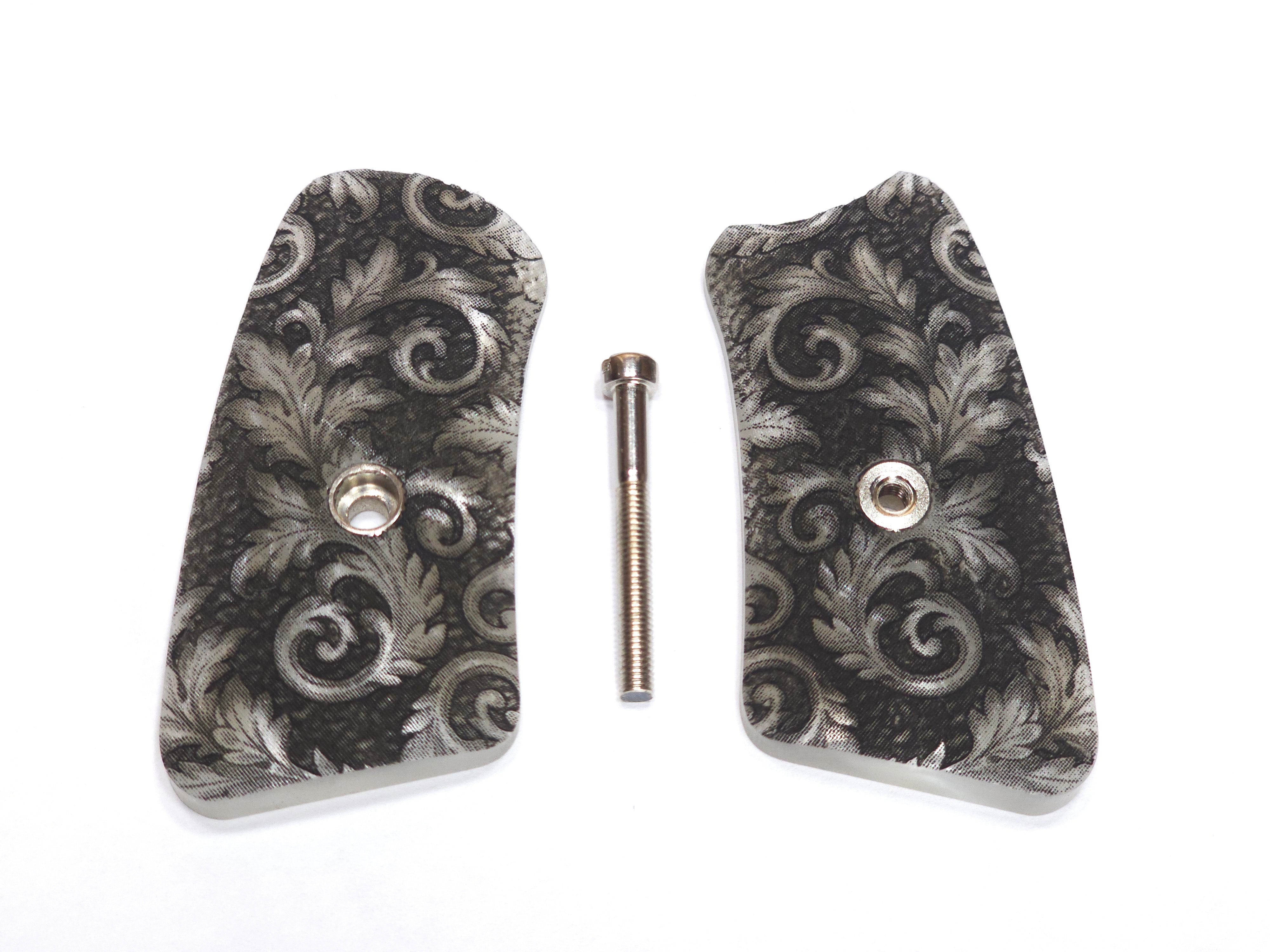 Pearl Floral Scroll Ruger Sp101 Grip Inserts Engraved Textured Checker ...
