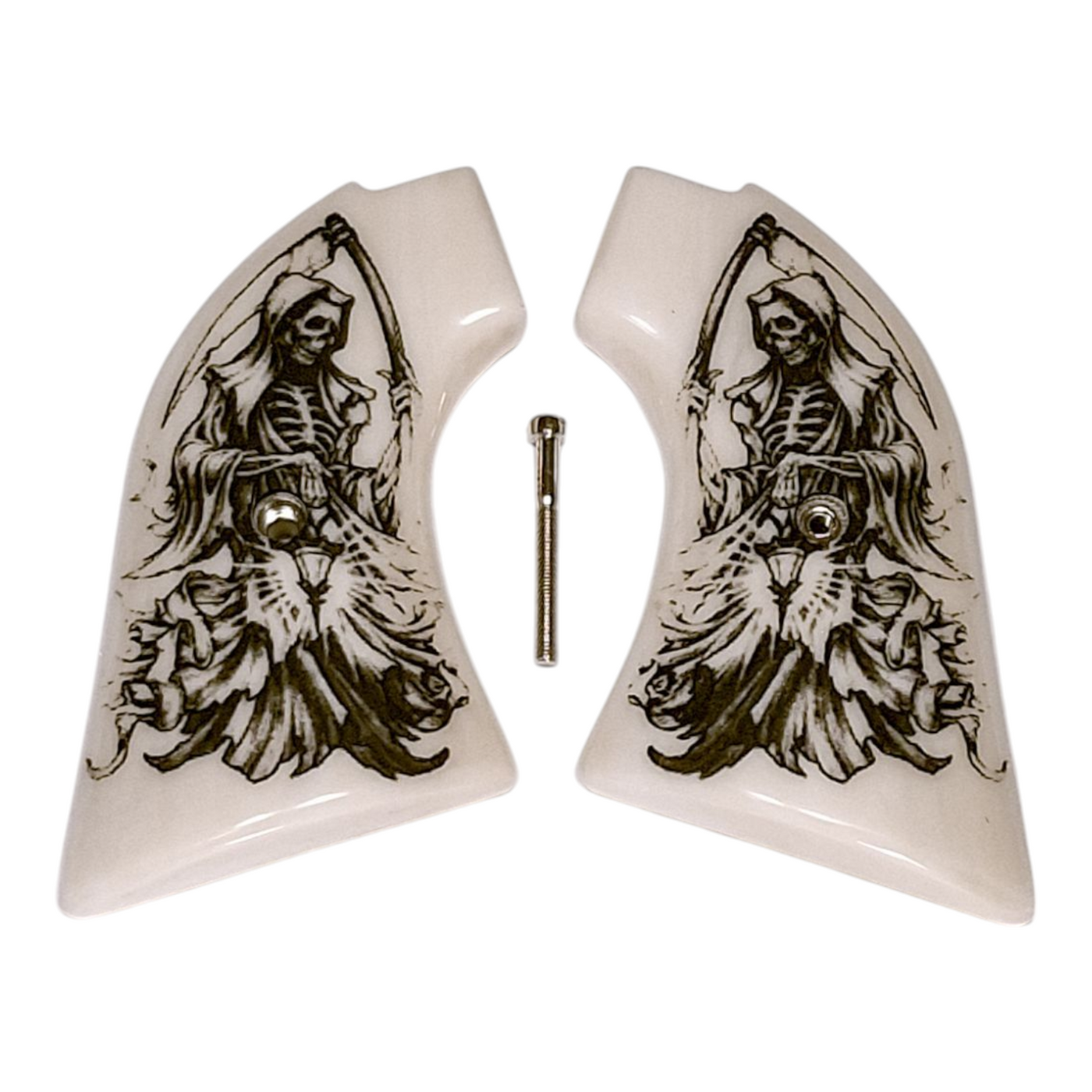 Faux Ivory Grim Reaper Heritage Rough Rider Grips — LS Grips