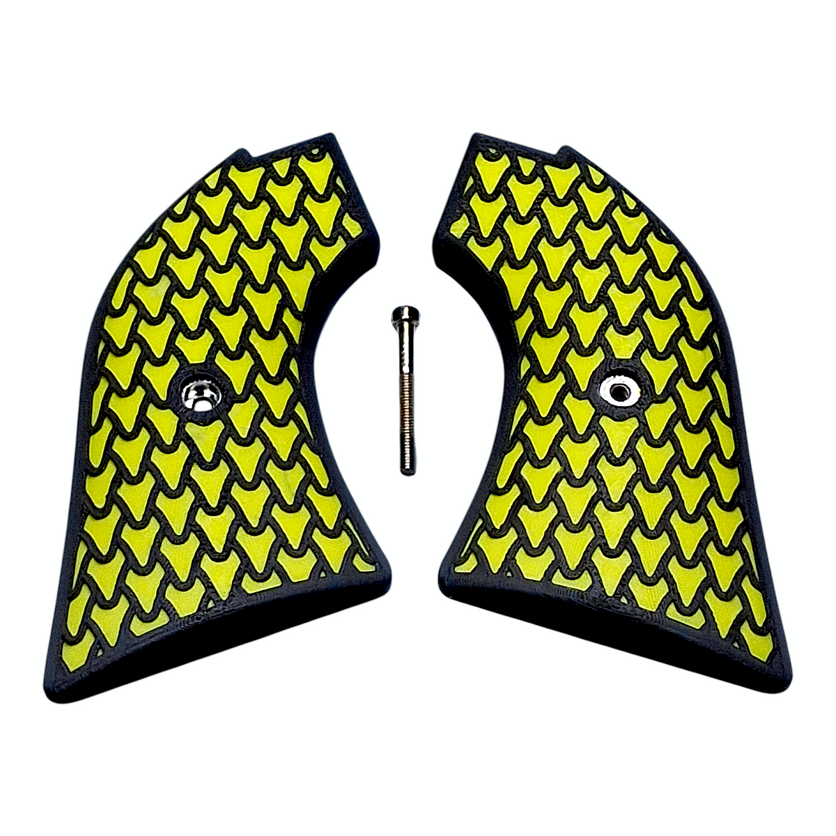 Yellow & Black Dragon Scale Printed Heritage Rough Rider Grips — LS Grips