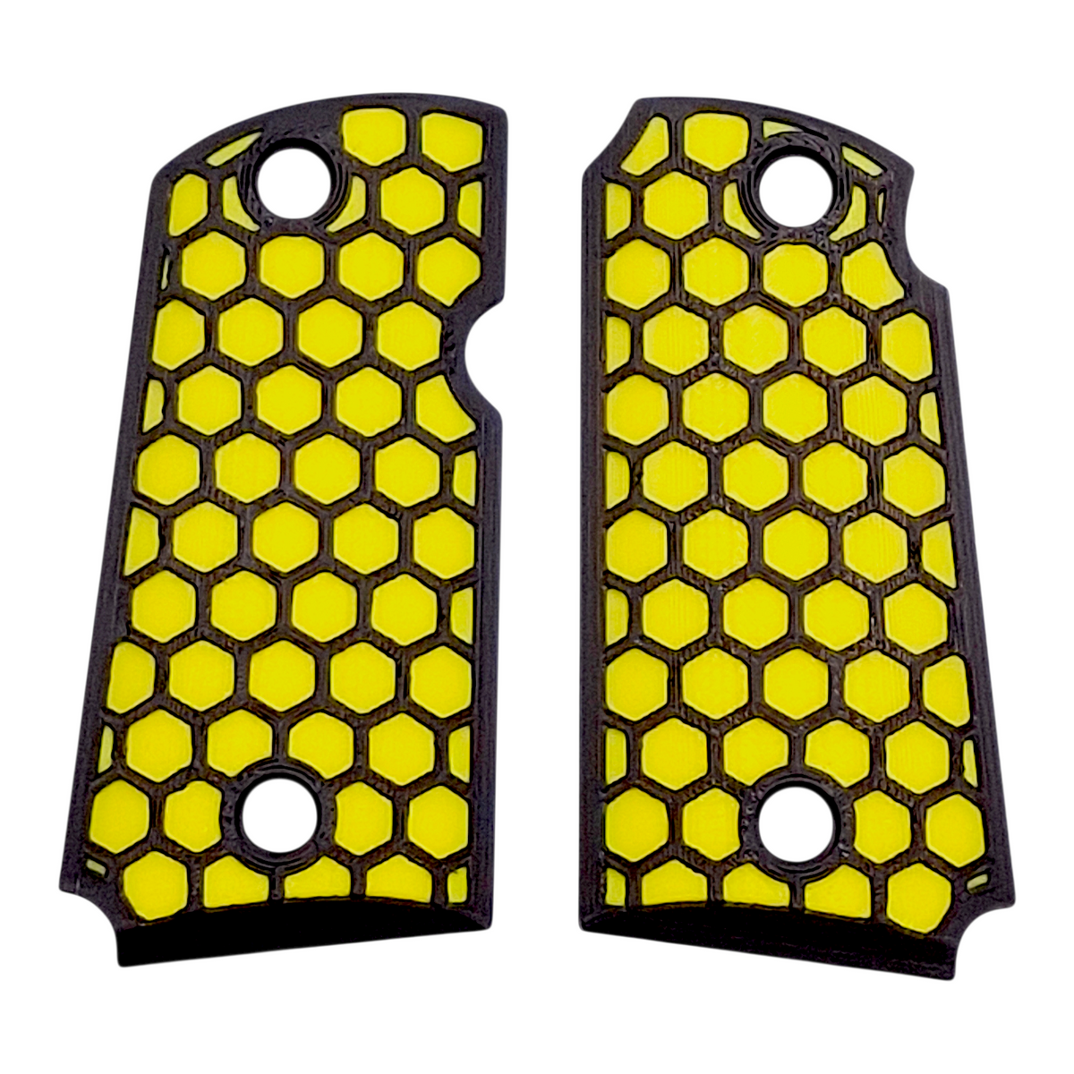 Yellow & Black Honeycomb Printed Kimber Micro 9 Grips — LS Grips