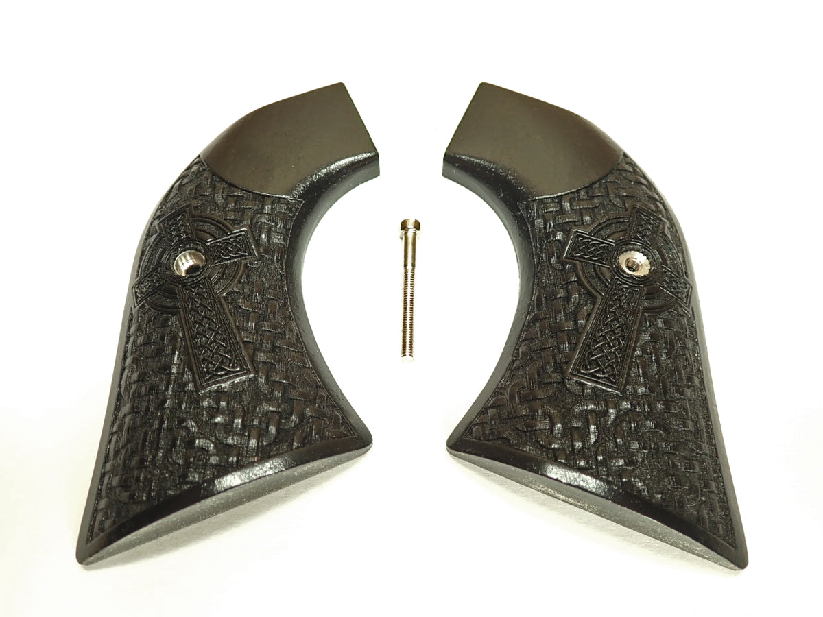 Ebony Braided Celtic Cross Ruger Vaquero/Blackhawk/Wrangler Grips X ...