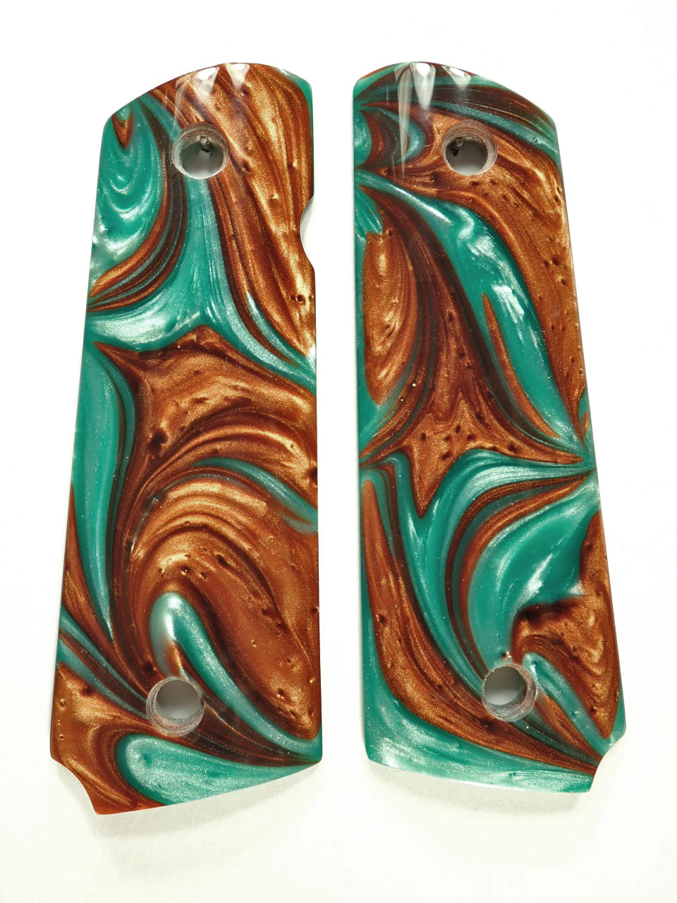 Copper & Turquoise Pearl 1911 Grips (Full Size) — LS Grips
